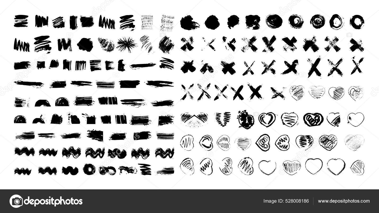 Big Collection Textured Frames Strokes Vector Design Elements Isolated ...