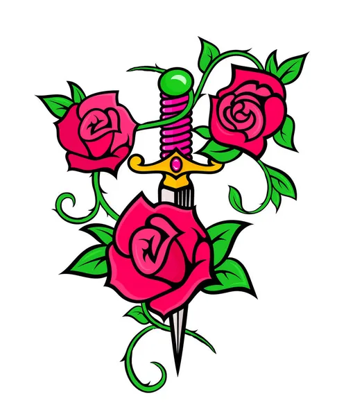 Vector Illustrations Swords Flower Elements Patterns Roses Template ...