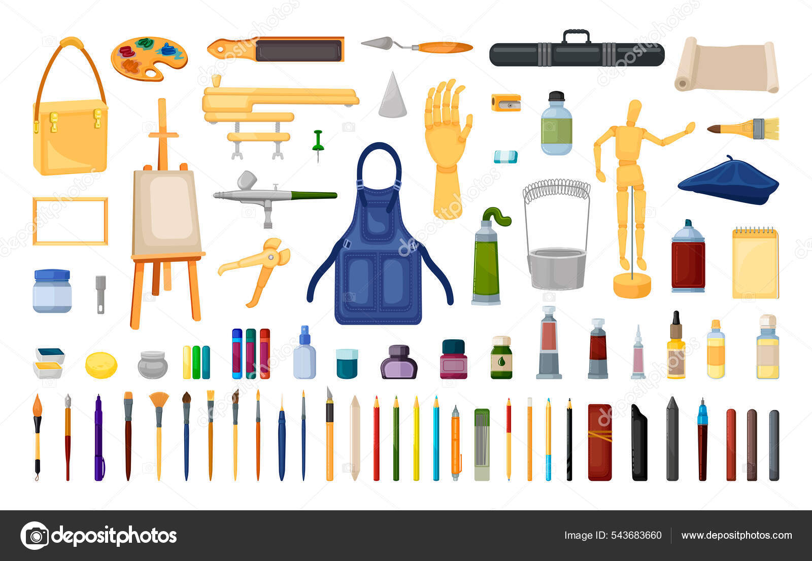 Conjunto Herramientas Para Artista Ilustraciones Brillantes Con ...