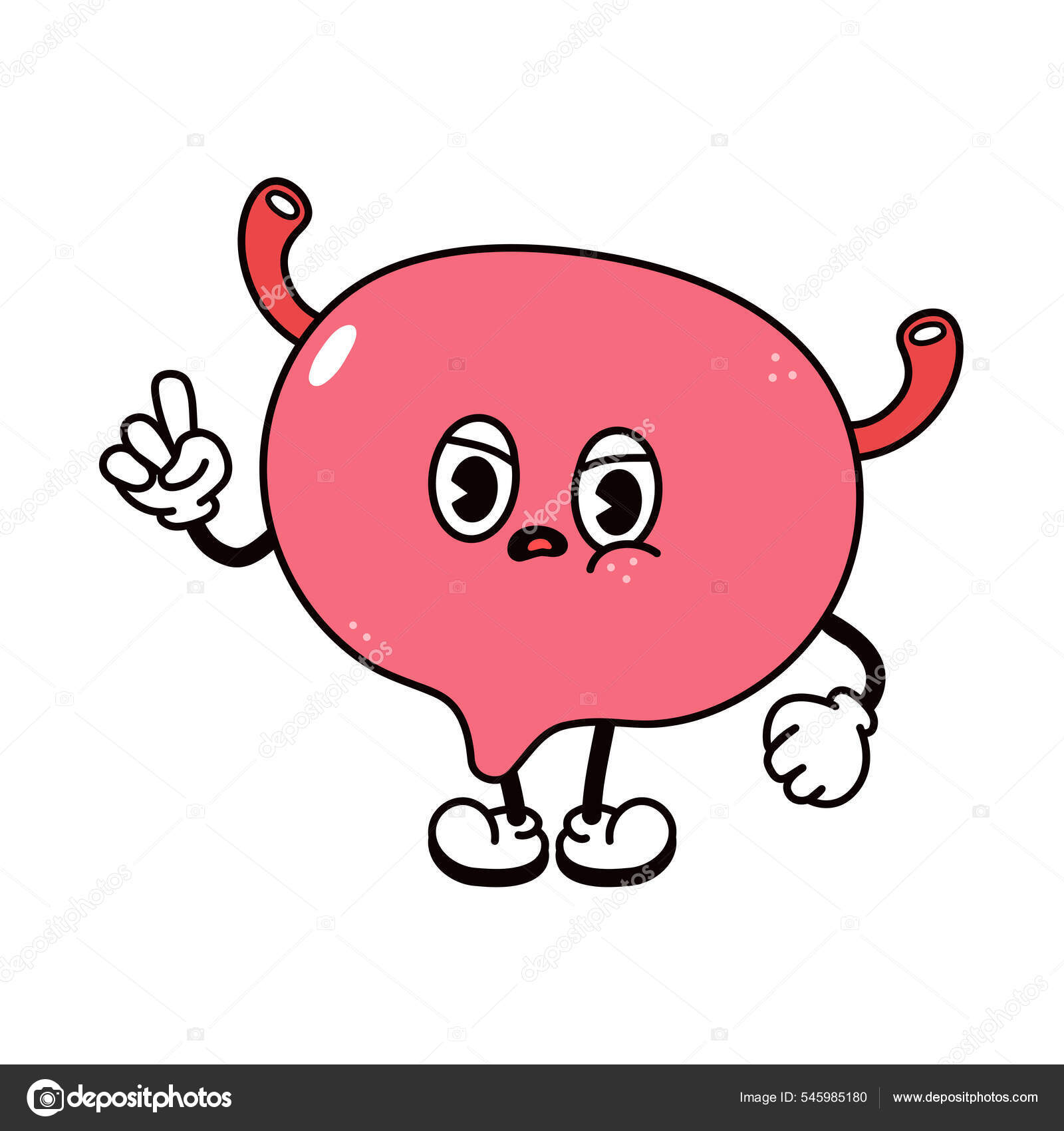 Cute Funny Angry Sad Bladder Character Vector Hand Drawn Traditional ...