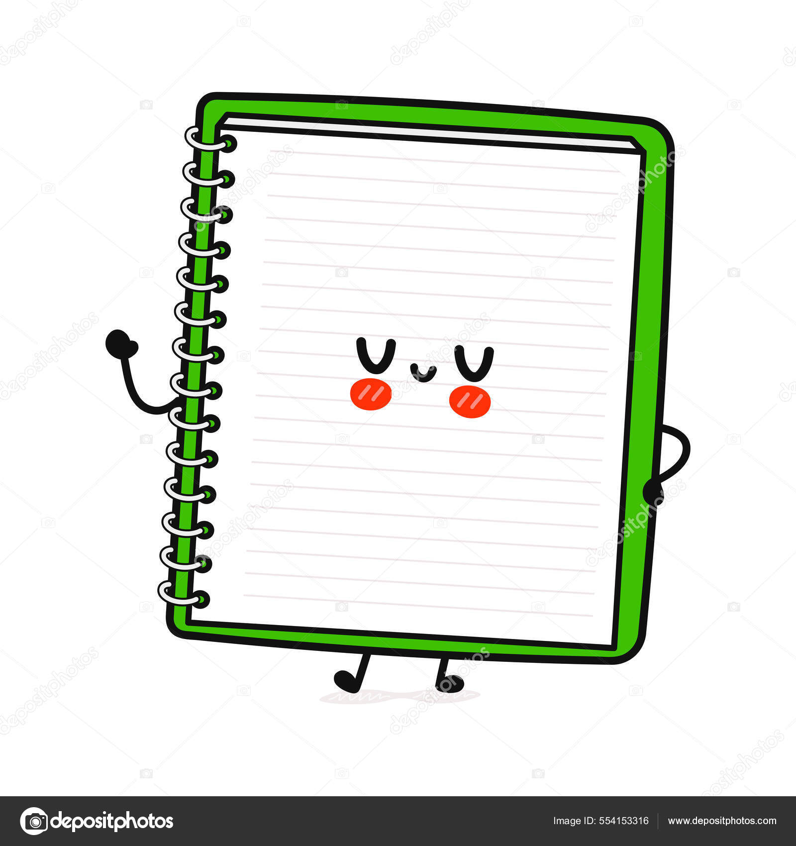 Cute Funny Note Pad Character Vector Hand Drawn Cartoon Kawaii Stock ...