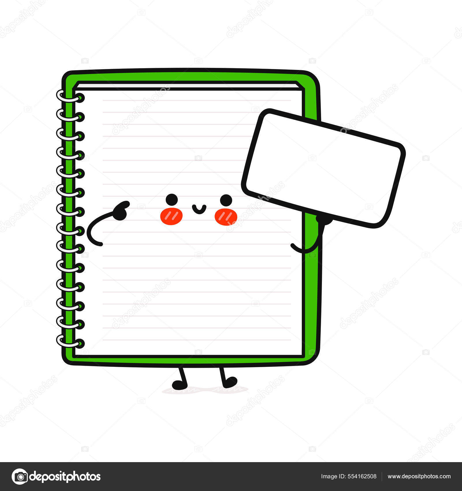 Cute Funny Note Pad Poster Vector Hand Drawn Cartoon Kawaii Stock ...