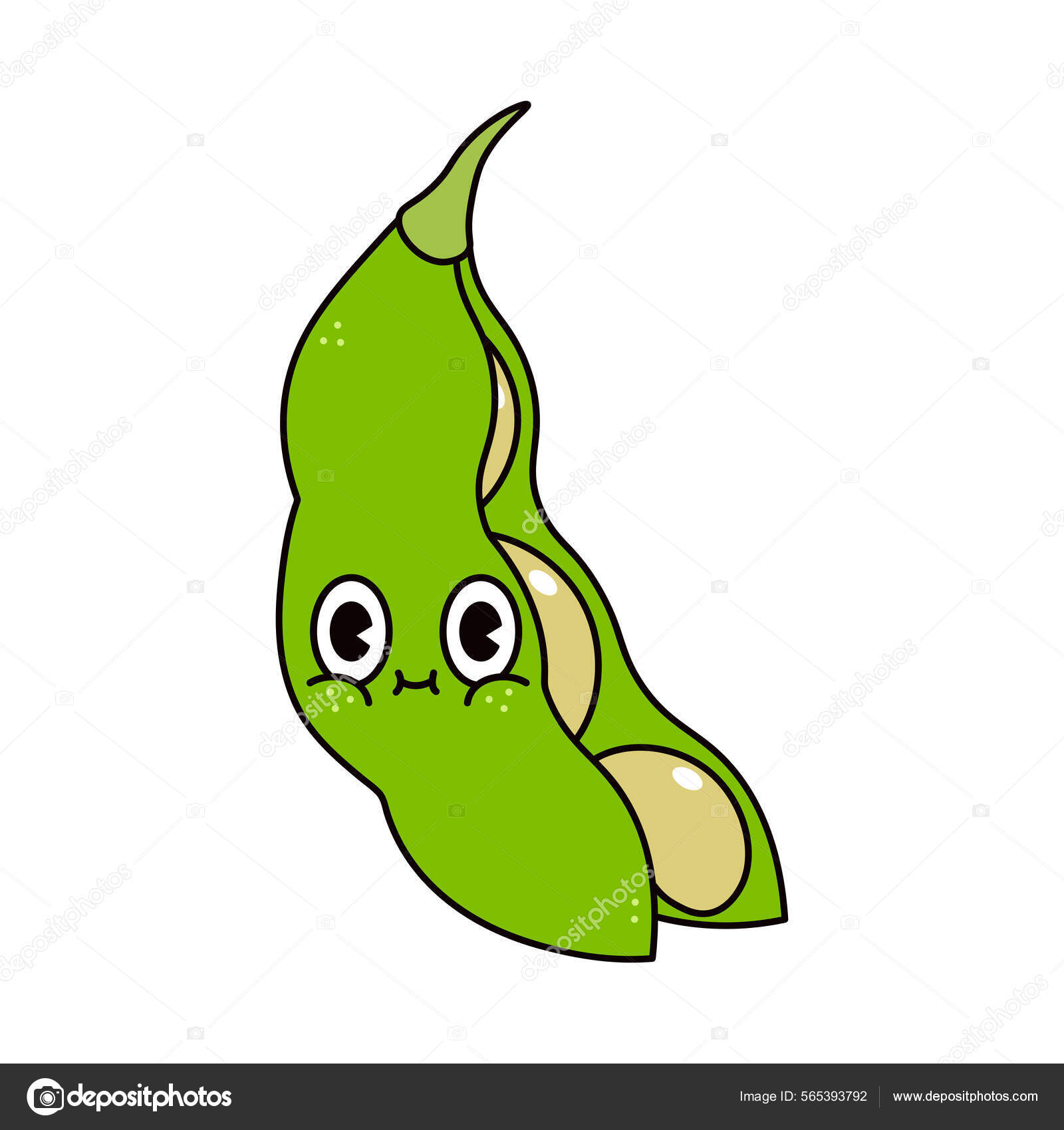 Cute Funny Beans Character Vector Hand Drawn Traditional Cartoon ...