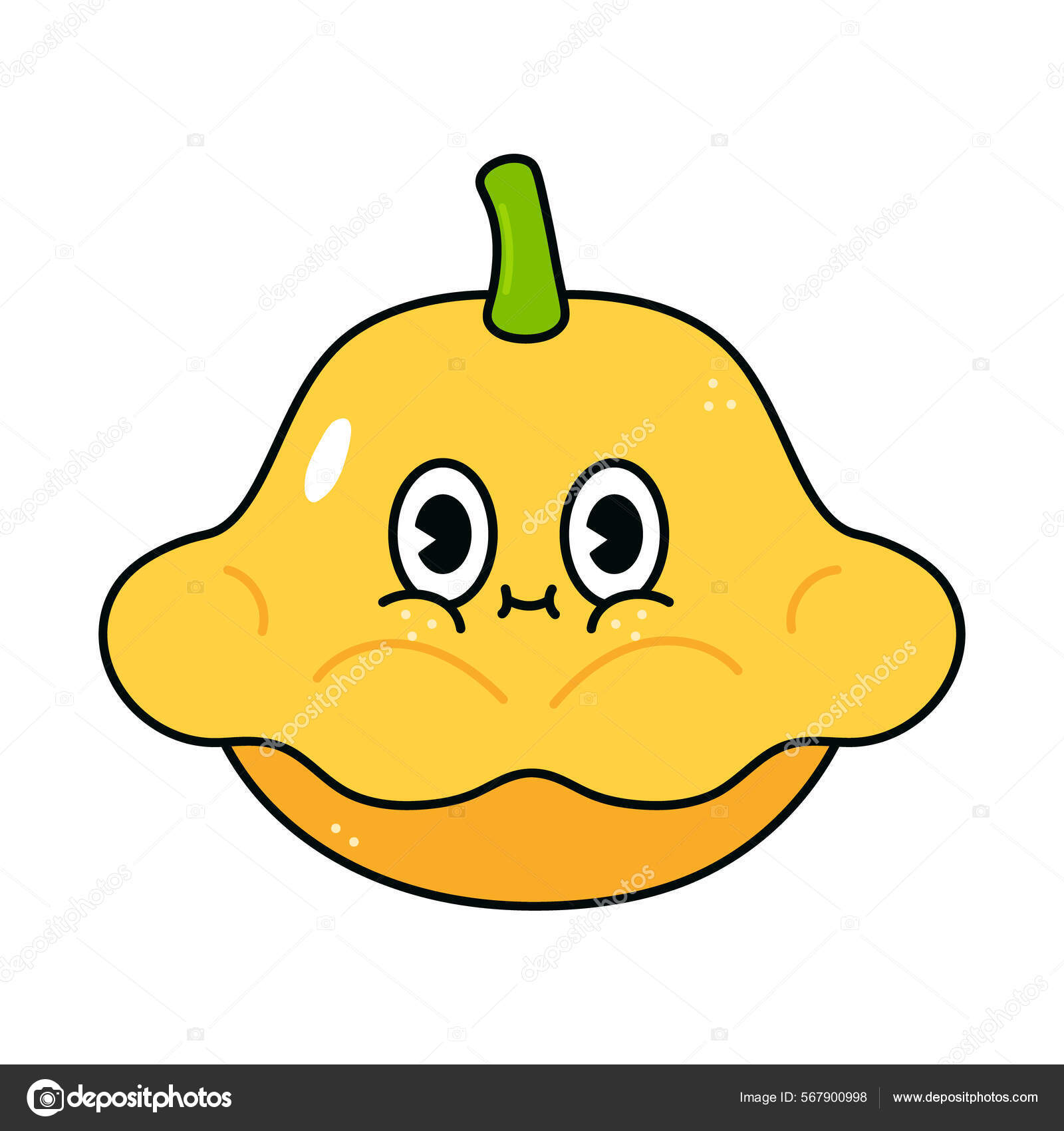 Cute Funny Yellow Squash Character Vector Hand Drawn Traditional ...