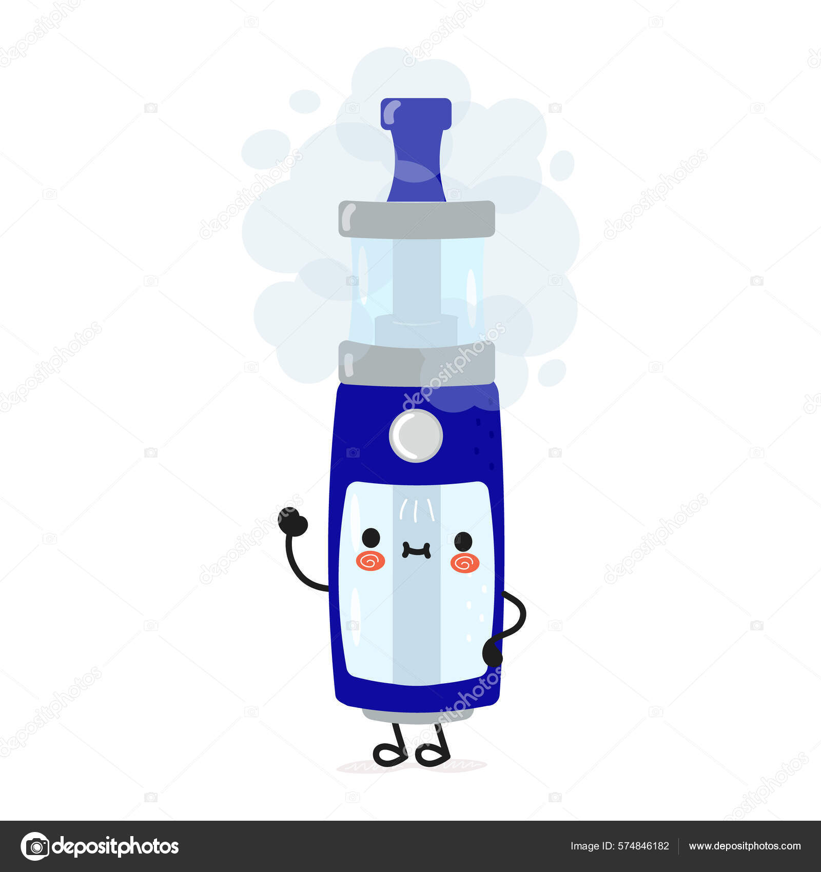 Cute Funny Vape Waving Hand Character Vector Hand Drawn Cartoon Stock ...