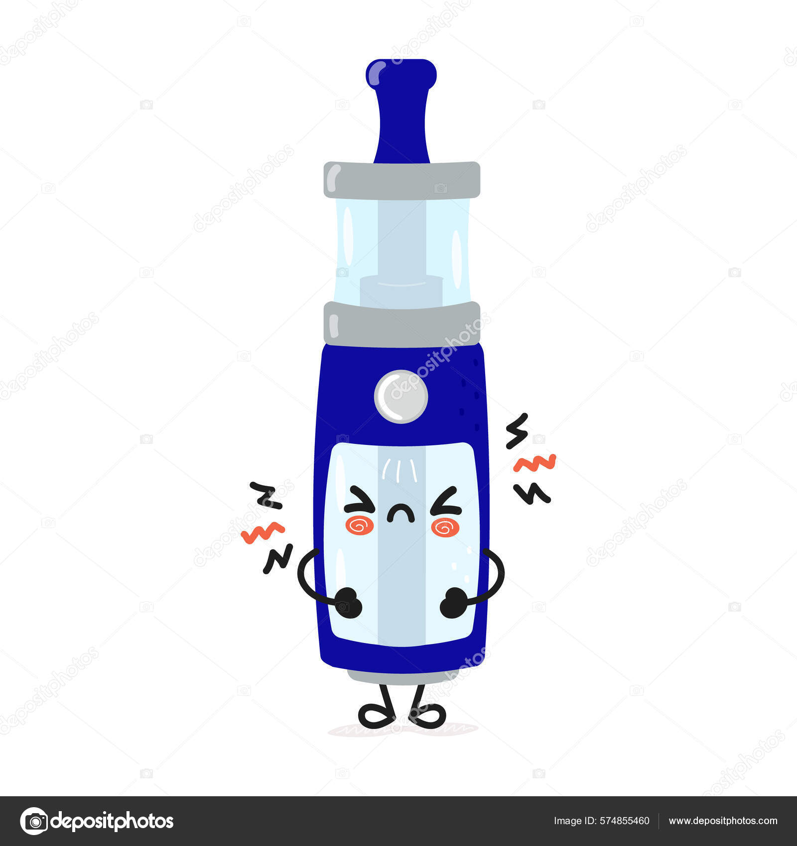 Cute Sad Vape Character Vector Hand Drawn Cartoon Kawaii Character ...