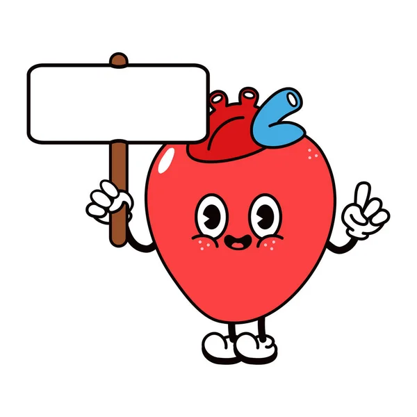 Sevimli Komik Mutlu Bir Beyin Kalp Karakteri Vektör Çizimi Çizgi ...