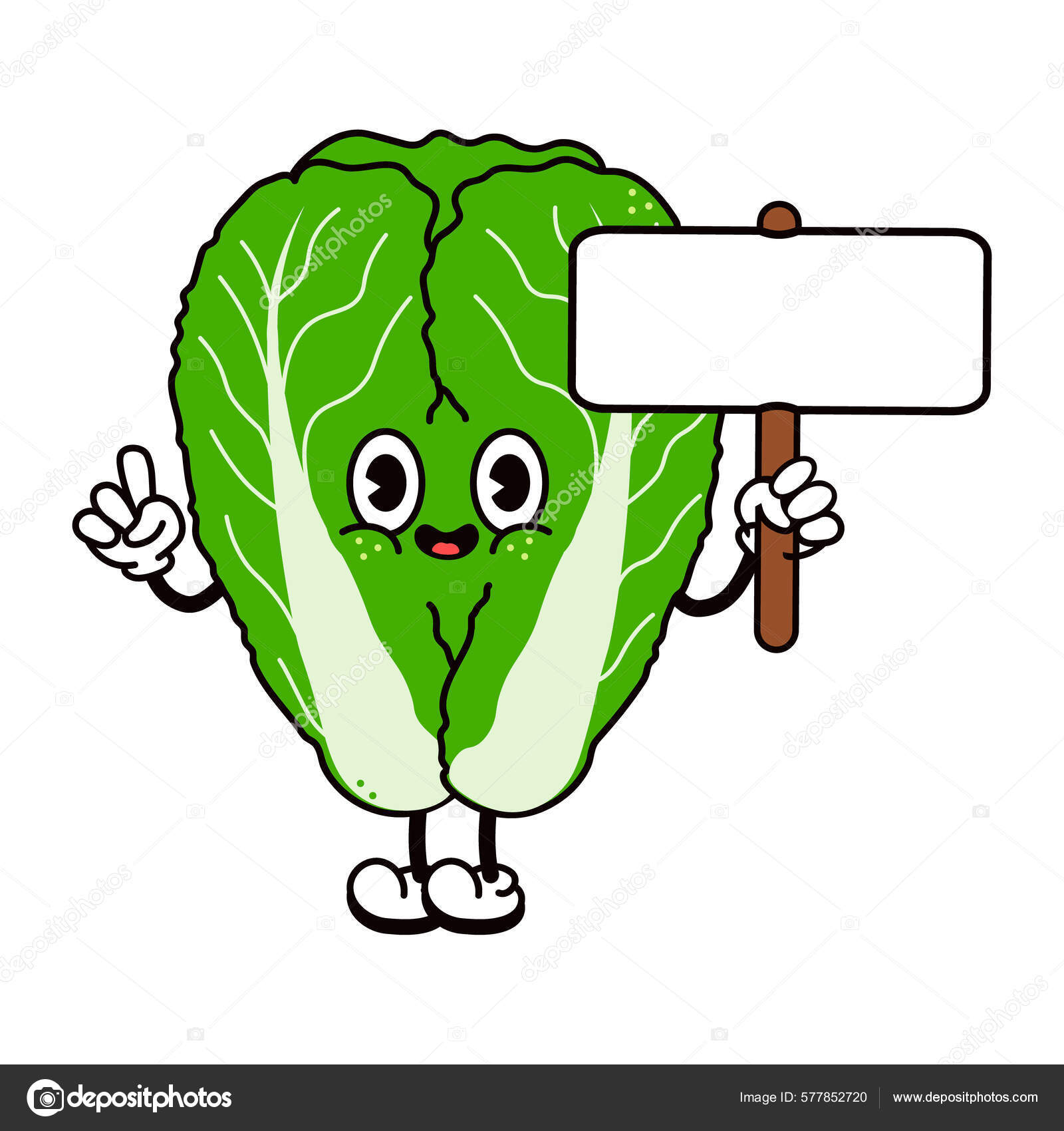 Lindo Repollo Chino Divertido Con Carácter Inscripción Vector Dibujado ...
