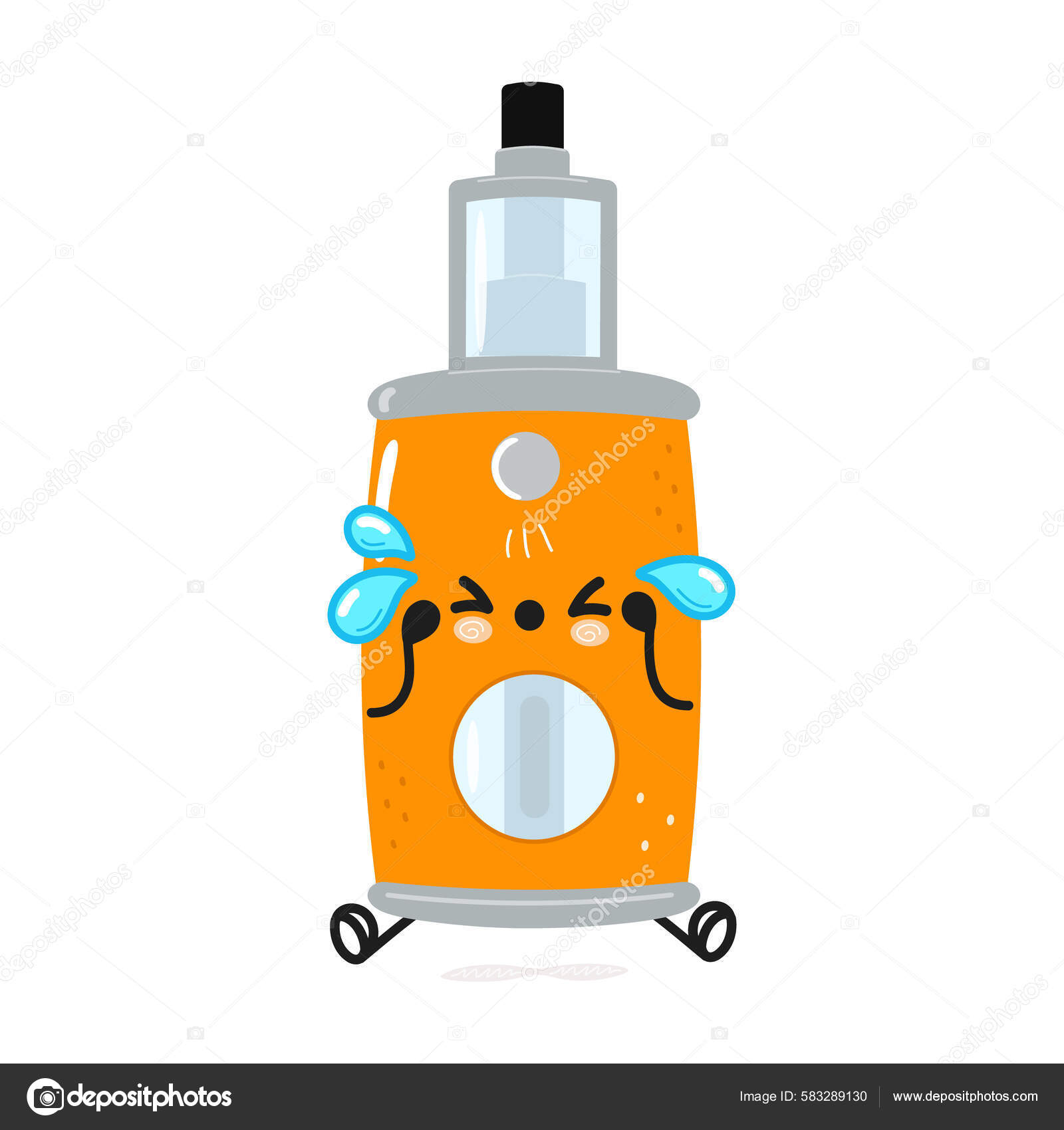 Cute Sad Vape Character Vector Hand Drawn Cartoon Kawaii Character ...