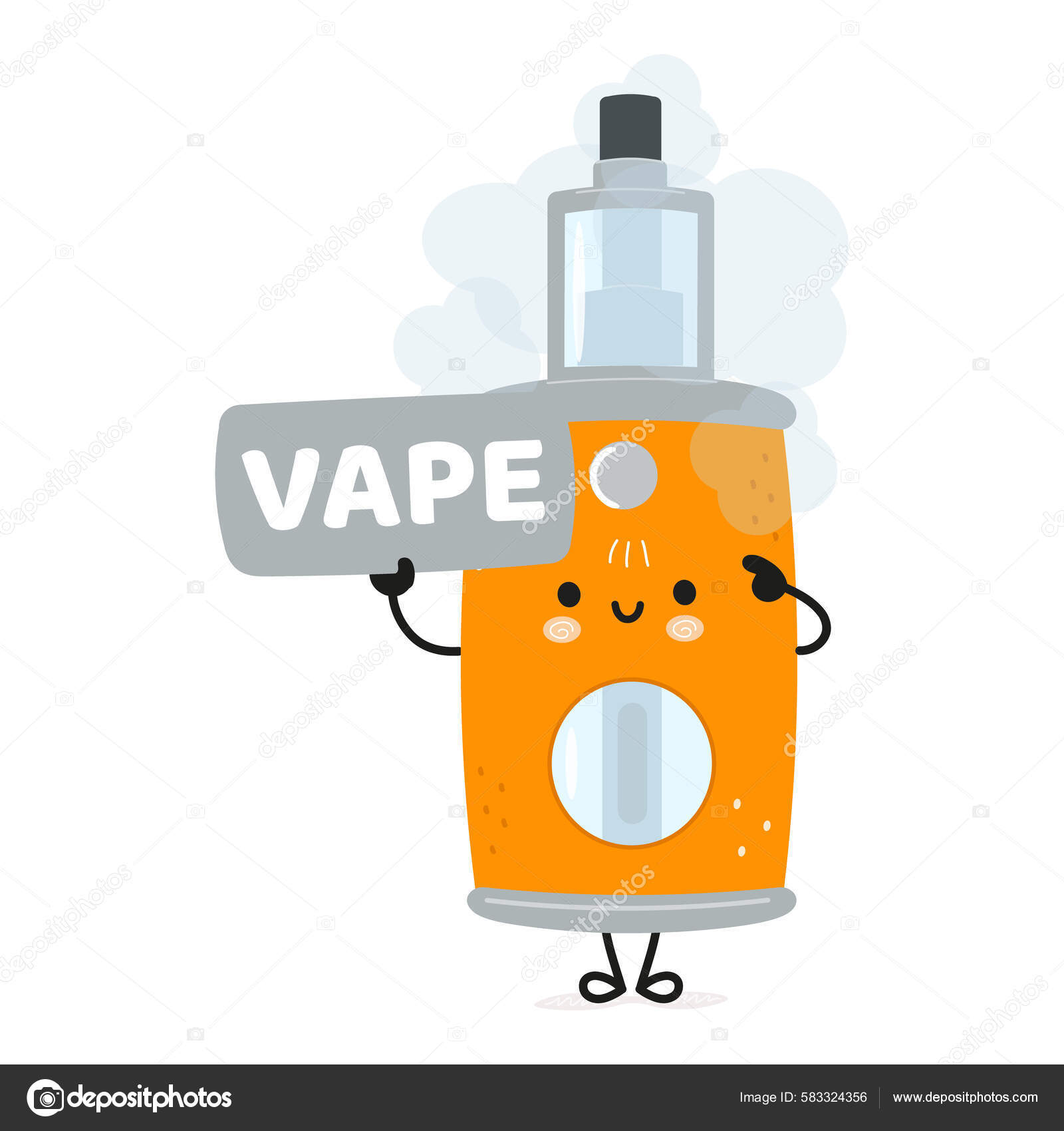 Vape Poster Character Vector Hand Drawn Cartoon Kawaii Character ...