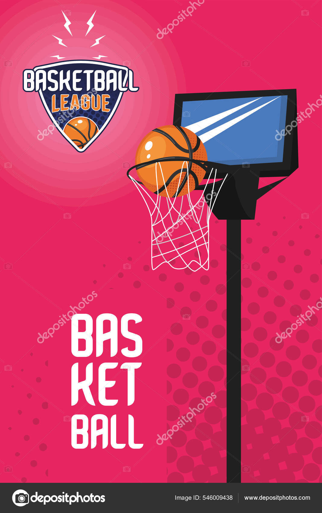 Basketball league lettering with basket Stock Vector by ©jemastock ...