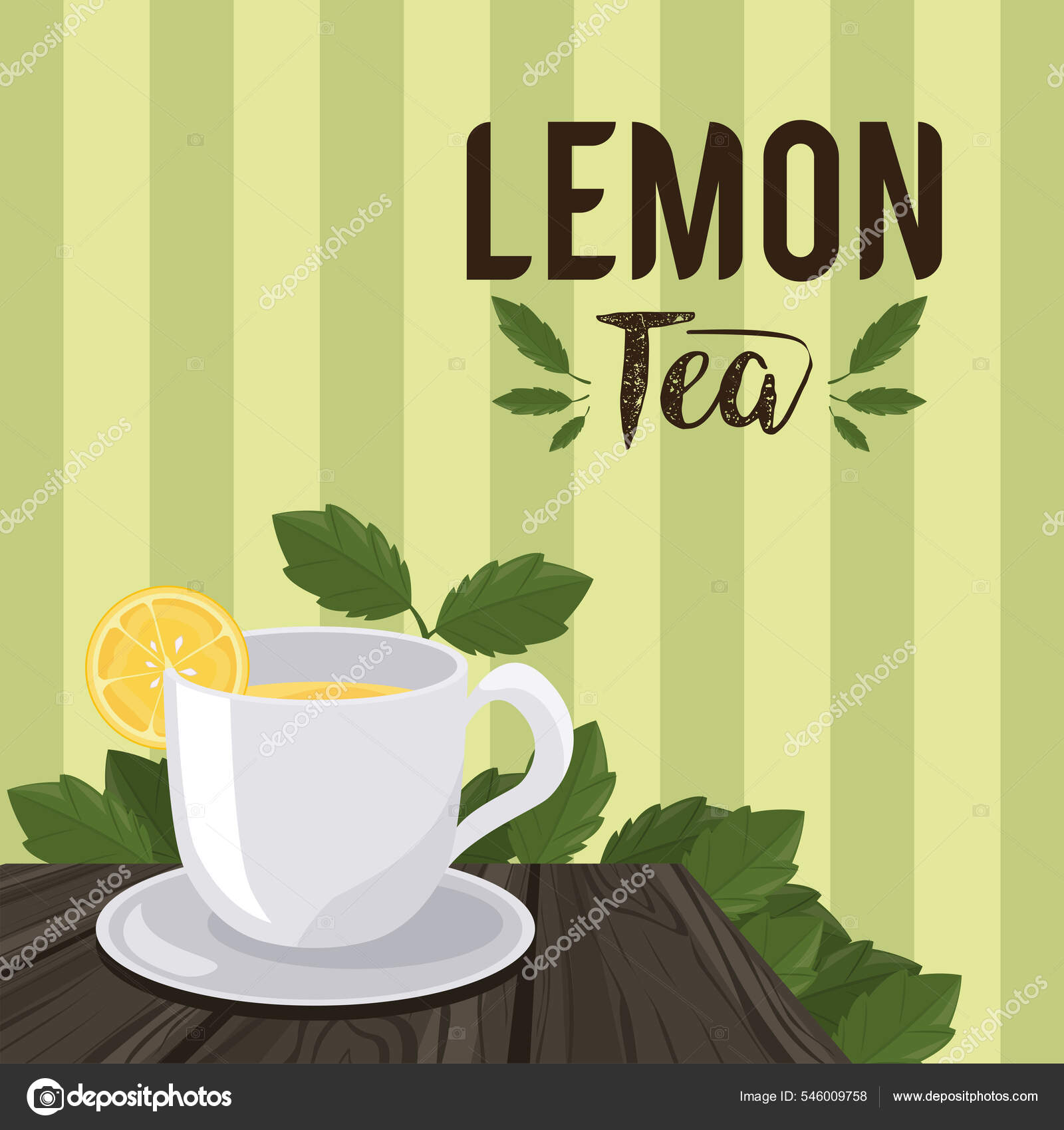 Lemon tea lettering with cup Stock Vector Image by ©jemastock #546009758