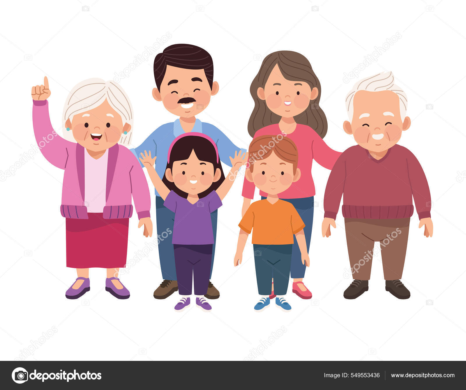 Seis personajes miembros de la familia Vector de stock #549553436 de ...