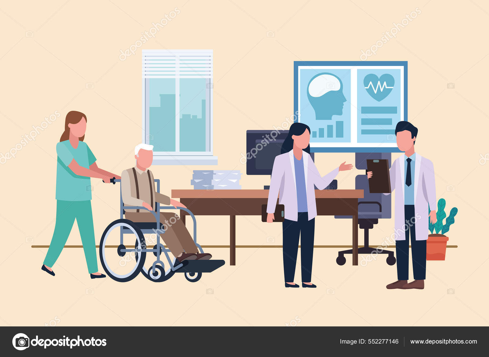Old man in geriatrics services Stock Illustration by ©jemastock #552277146