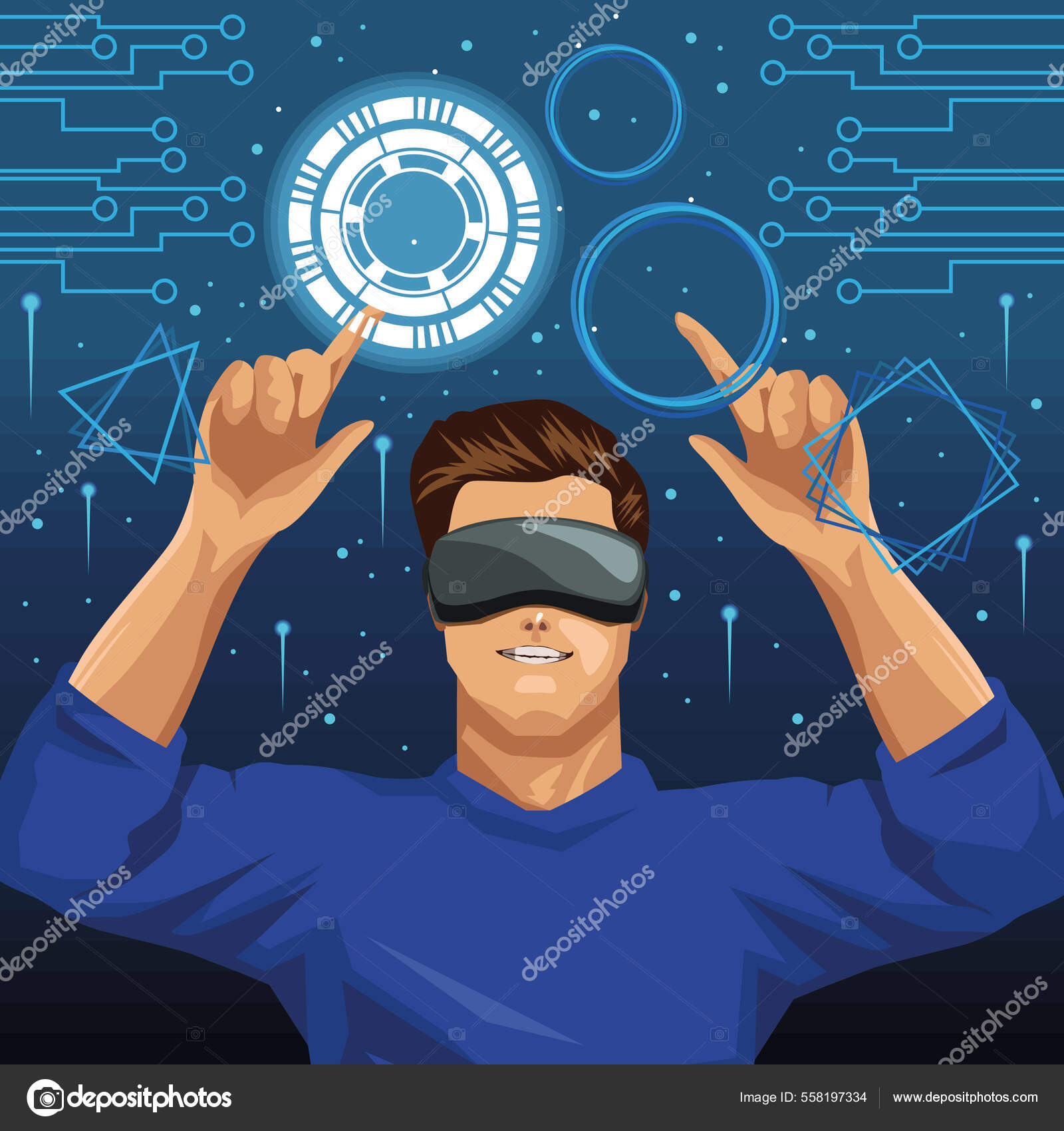 Young man in the metaverse Stock Vector Image by ©jemastock #558197334