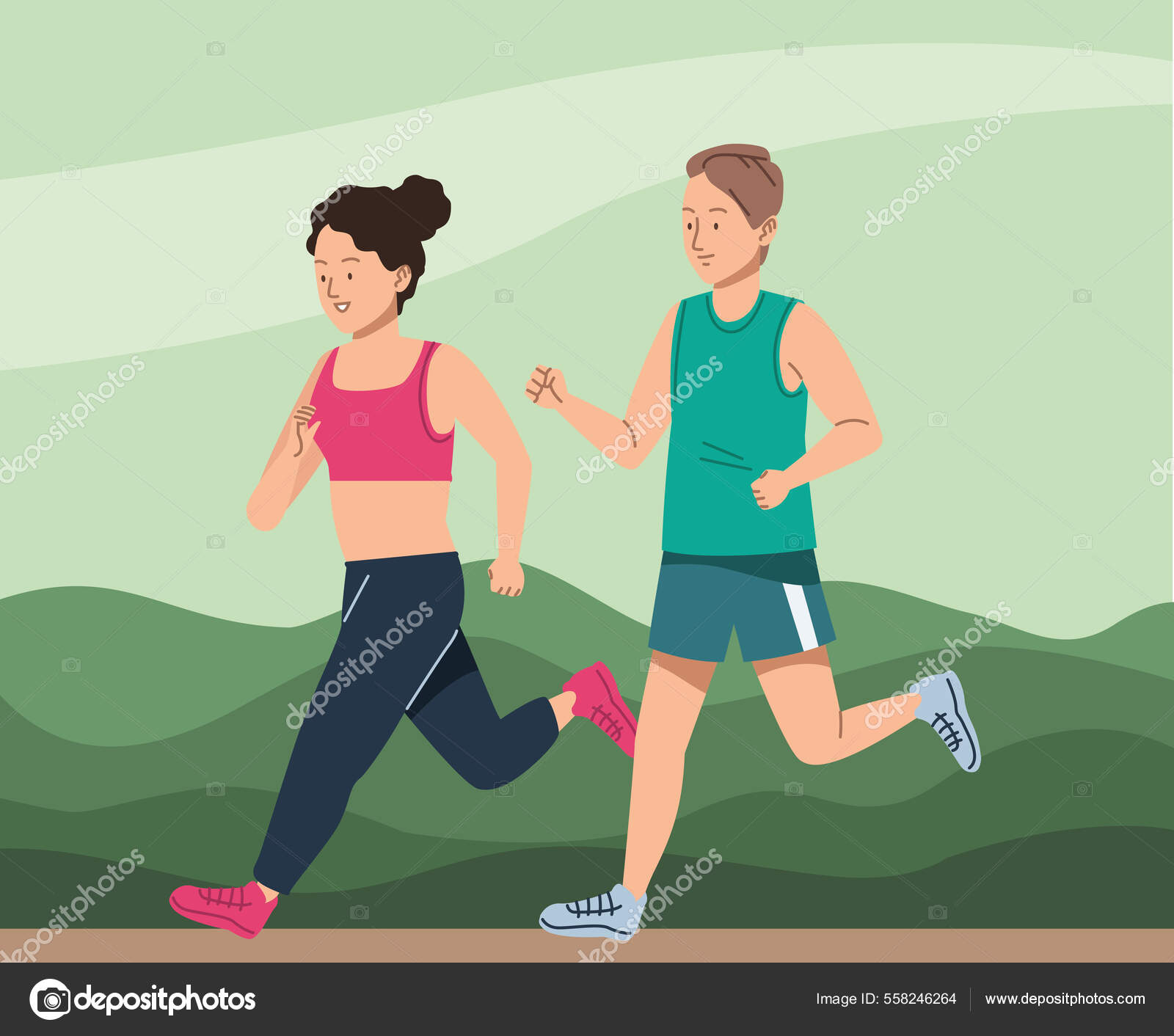 Couple running characters Stock Vector by ©jemastock 558246264