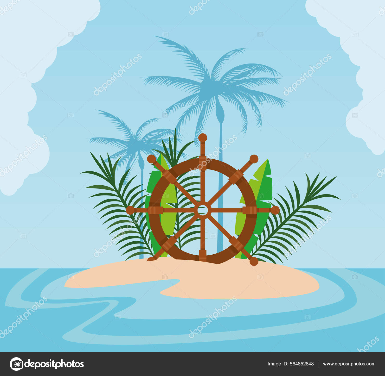 Ship rudder in beach Stock Vector Image by ©jemastock #564852848