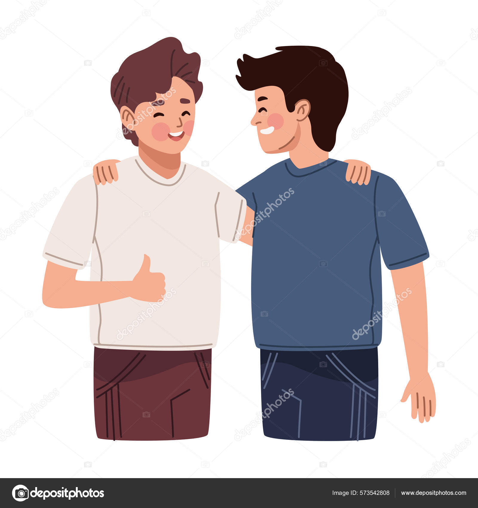 Two Friends Hugging Cartoon