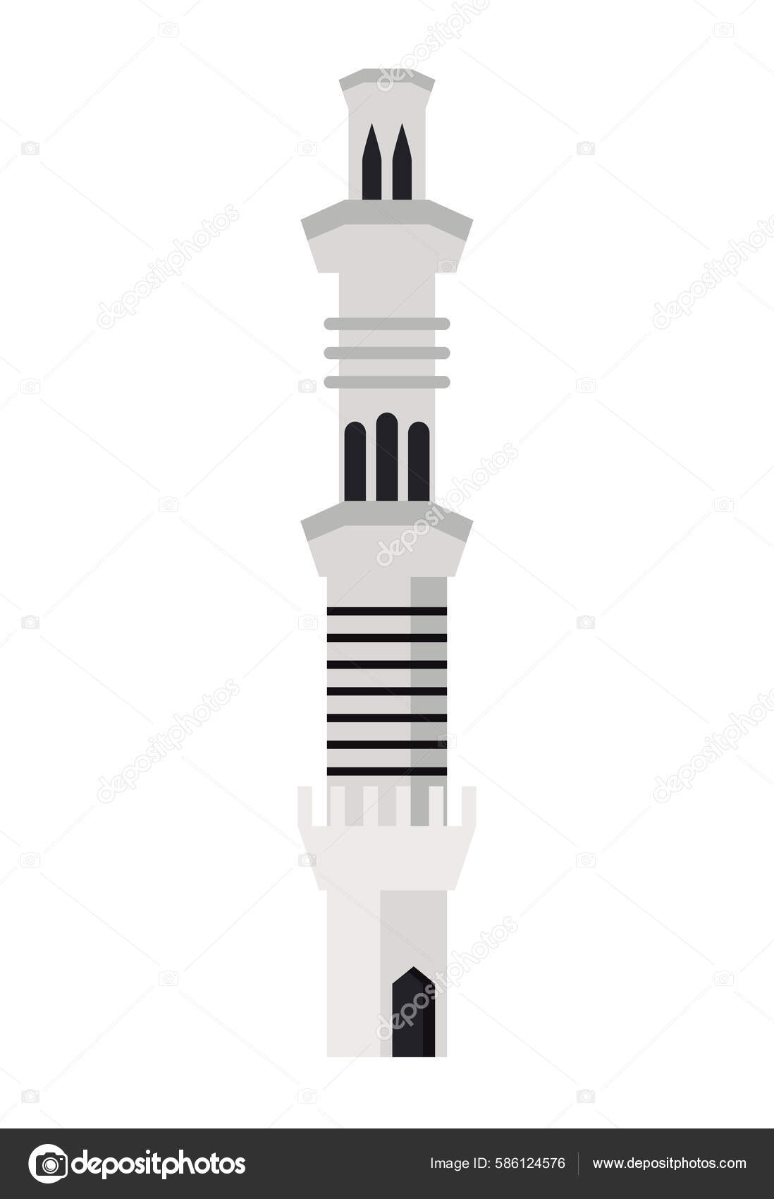 Torre Mezquita Islámica Icono Tradicional Vector de stock por ...