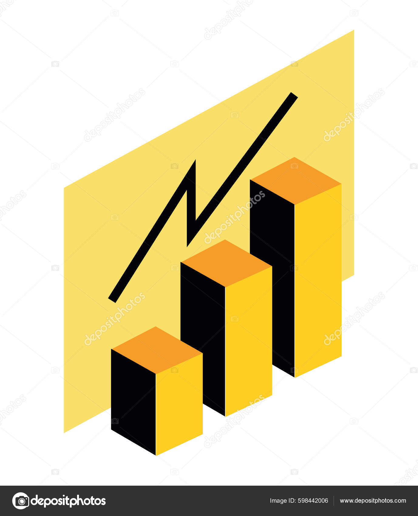 Isometric Statistics Bars Arrow Icon Stock Vector by ©jemastock 598442006