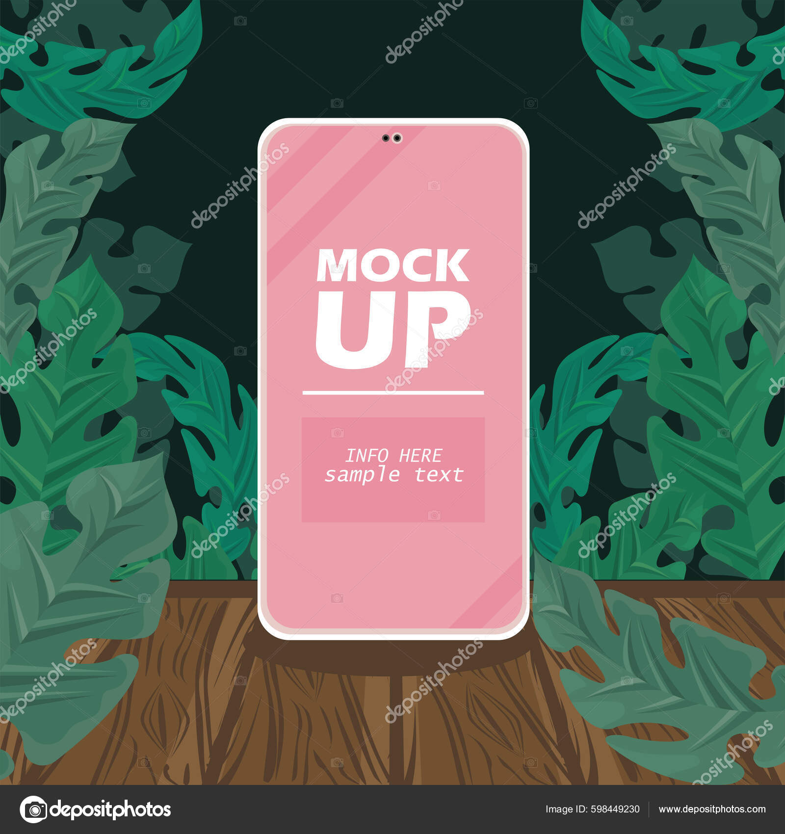 Natural Mockup Smartphone Scene Stock Vector by ©jemastock 598449230