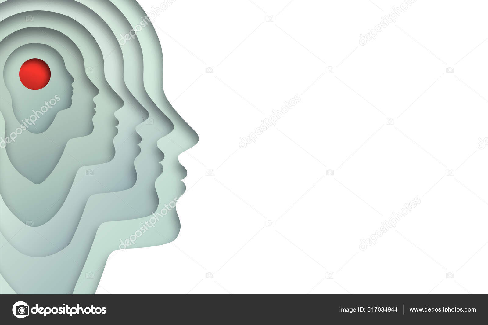 Cabeza Humana Cortada Papel Realista Color Blanco Con Corte Círculo ...