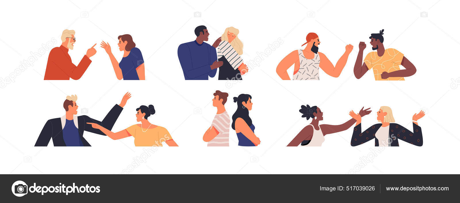 Diverse Set Angry People Having Argument Heated Discussion Concept ...
