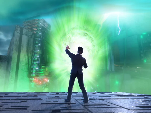 Matrix Style World City Science Fiction Metropolis Background Render ...