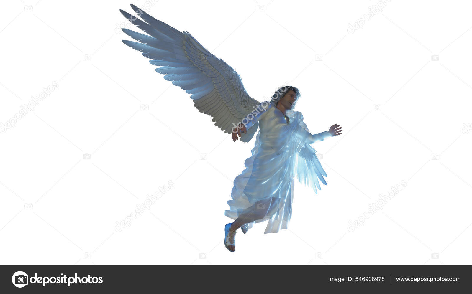 Biblical Angel Big White Wings Flying Render — Stock Photo © DenisSmile ...