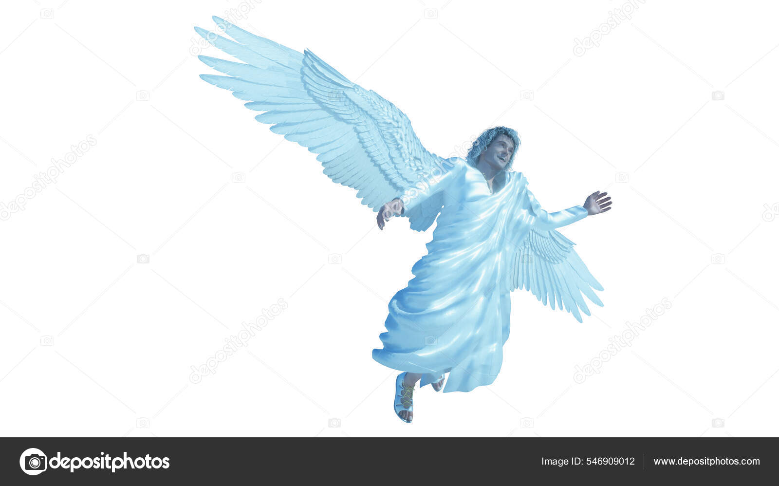 Biblical Angel Big White Wings Flying Render Stock Illustration by ...