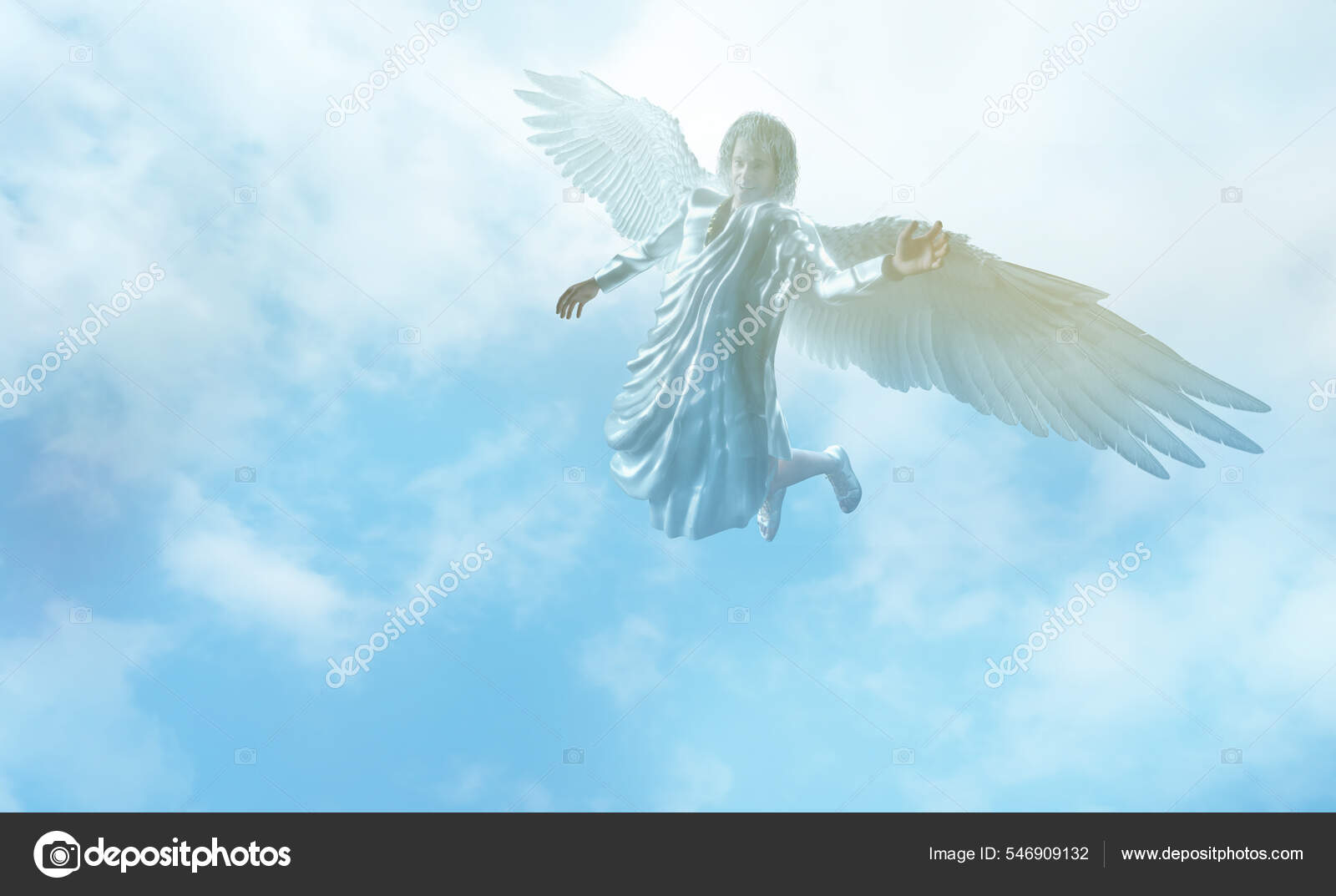 Biblical Angel Big White Wings Flying Render — Stock Photo © DenisSmile ...