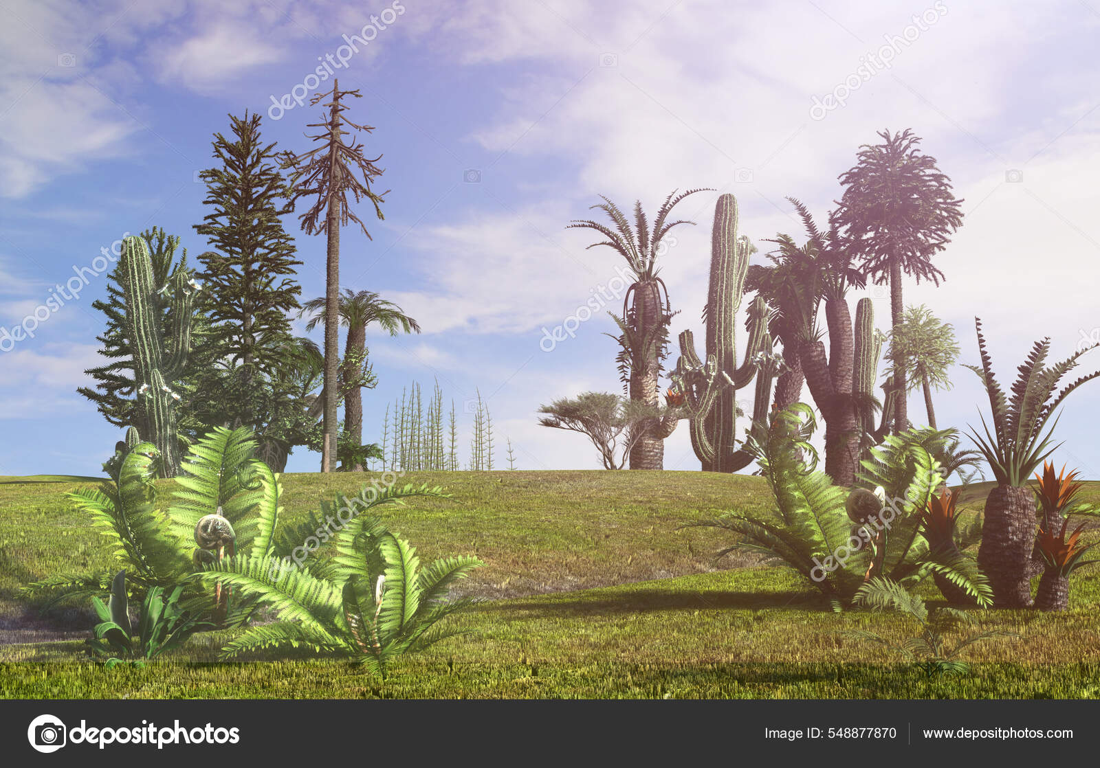 Prehistoric Forest Mesozoic Era Background Render Stock Photo by ...