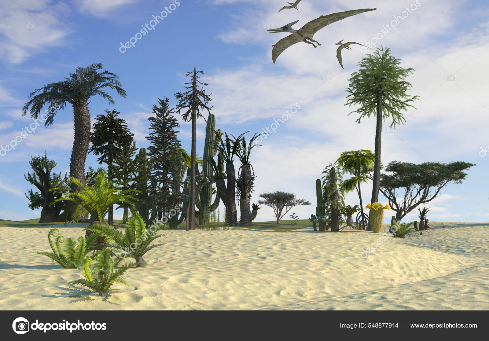 Prehistoric Forest Mesozoic Era Background Render Stock Photo by ...