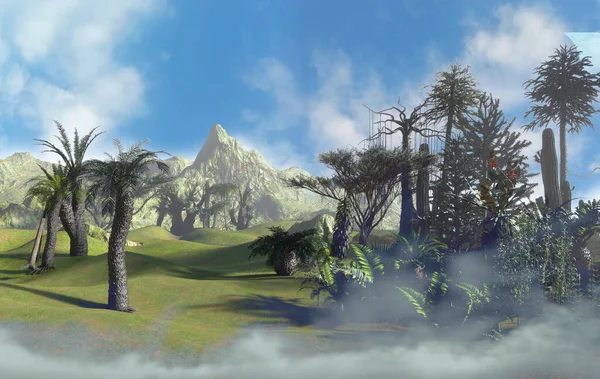 Prehistoric Forest Mesozoic Era Background Render Stock Photo by ...