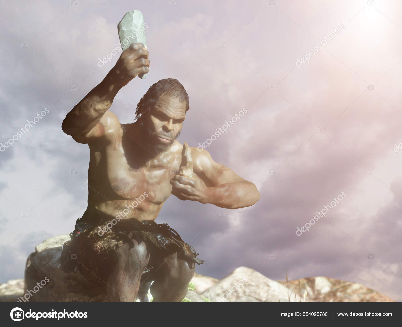 Ancient Primitive Caveman Stone Render Stock Photo by ©DenisSmile 554095780
