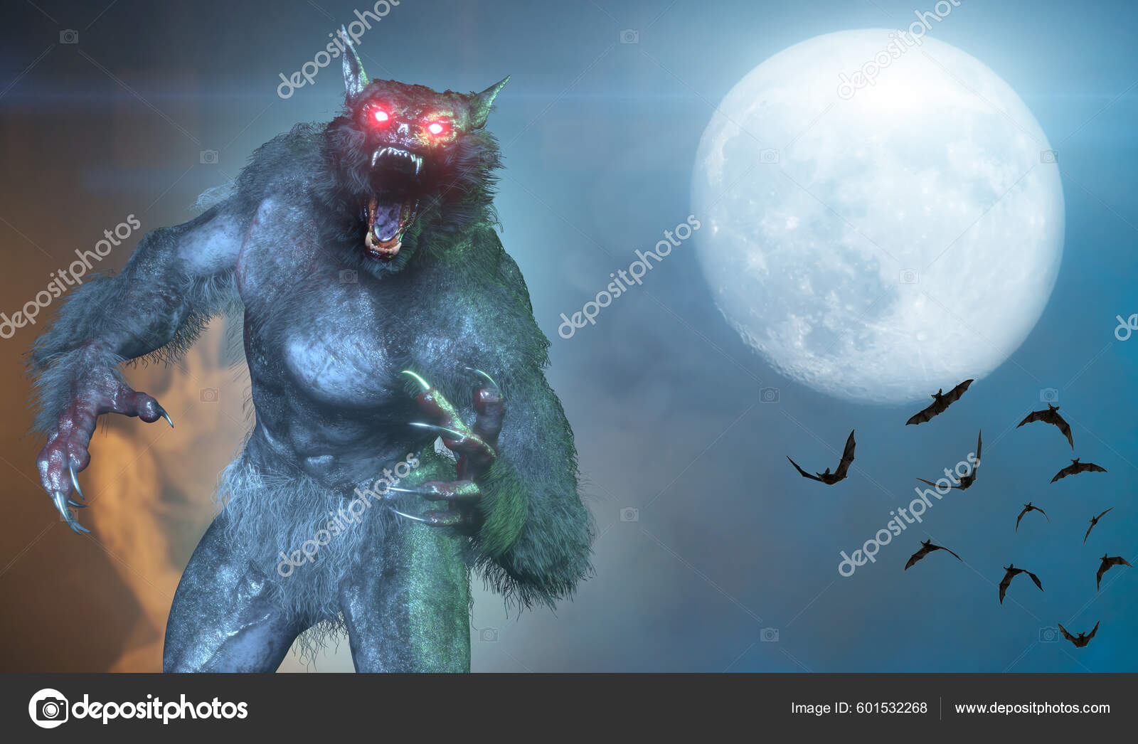 Werewolf Halloween Background Render — Stock Photo © DenisSmile #601532268