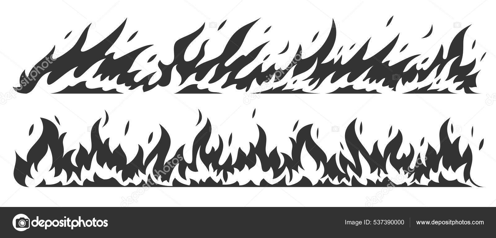 Api unggun api perbatasan api hitam siluet ditetapkan Vektor Stok oleh ...