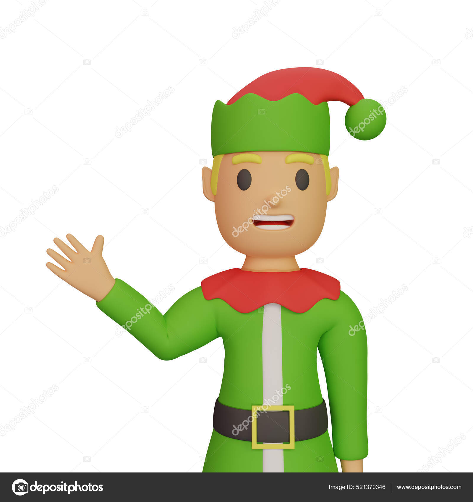 Rendering Santa Elves Character Christmas New Year Concept Stock ...