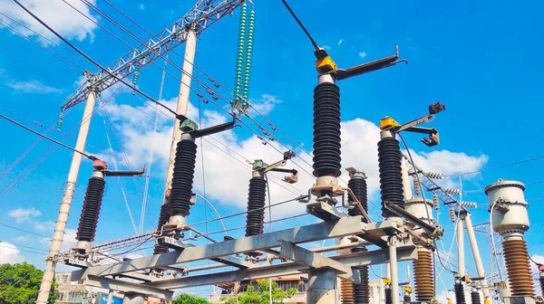 high voltage power lines and wires - Stock Image - Everypixel