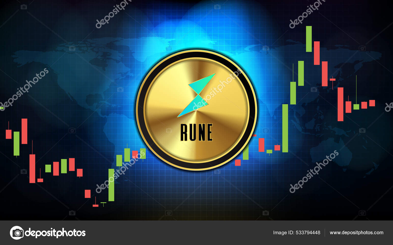 Abstract Futuristic Technology Background Thorchain Rune Price Graph ...