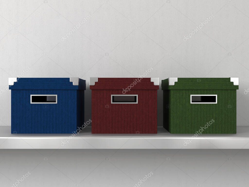 3d representación de múltiples cajas de cartón de colores para ...