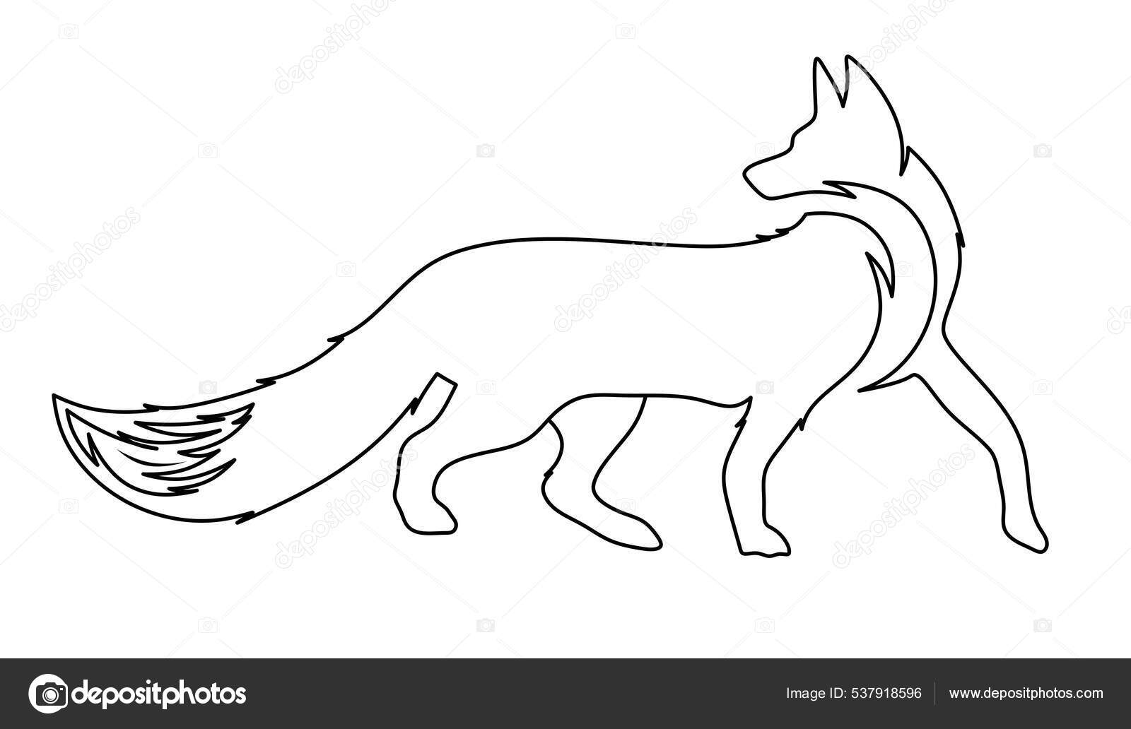 Fox Fox Drawing Line Art Foxes Drawn Outline Fox Stock Illustration by ...