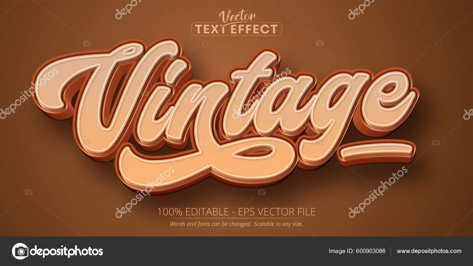 Vintage Retro Text Effect 70S 80S Editable Text Style Vector de stock ...