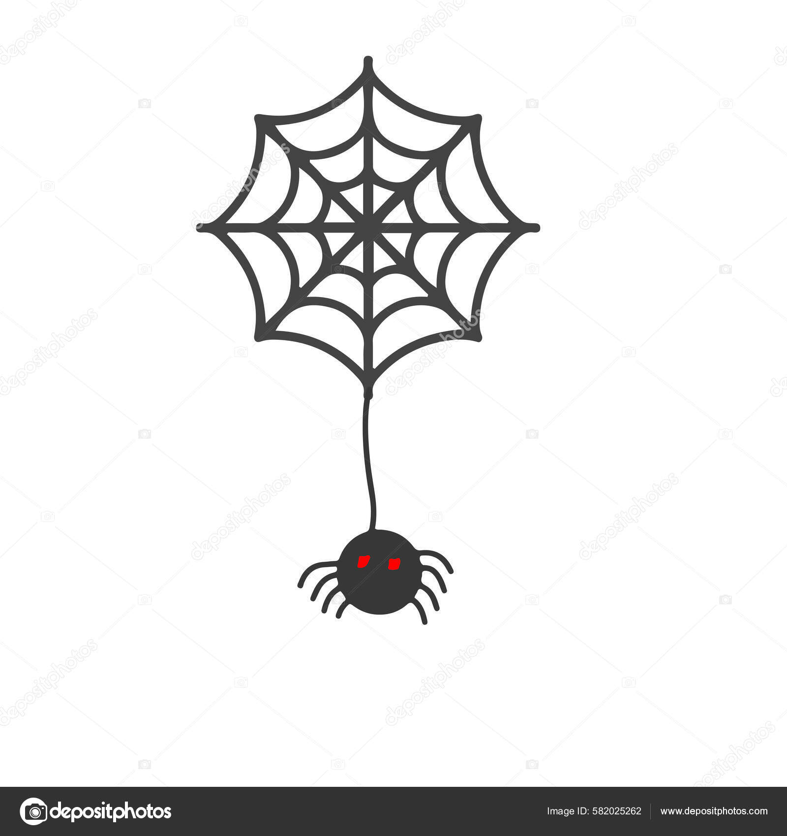 Spooky Scary Spider Web Red Eyes Halloween Concept Art Vector Stock ...