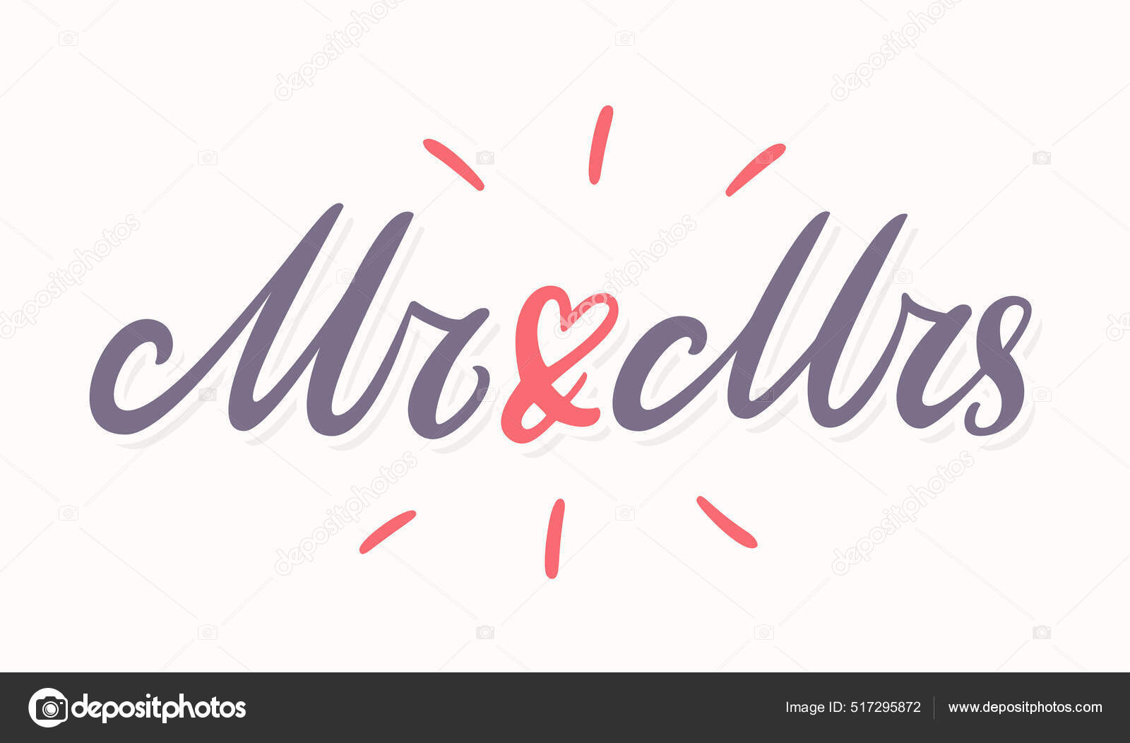 Mr and Mrs. Vector handwritten wedding lettering. Stock Vector by ...