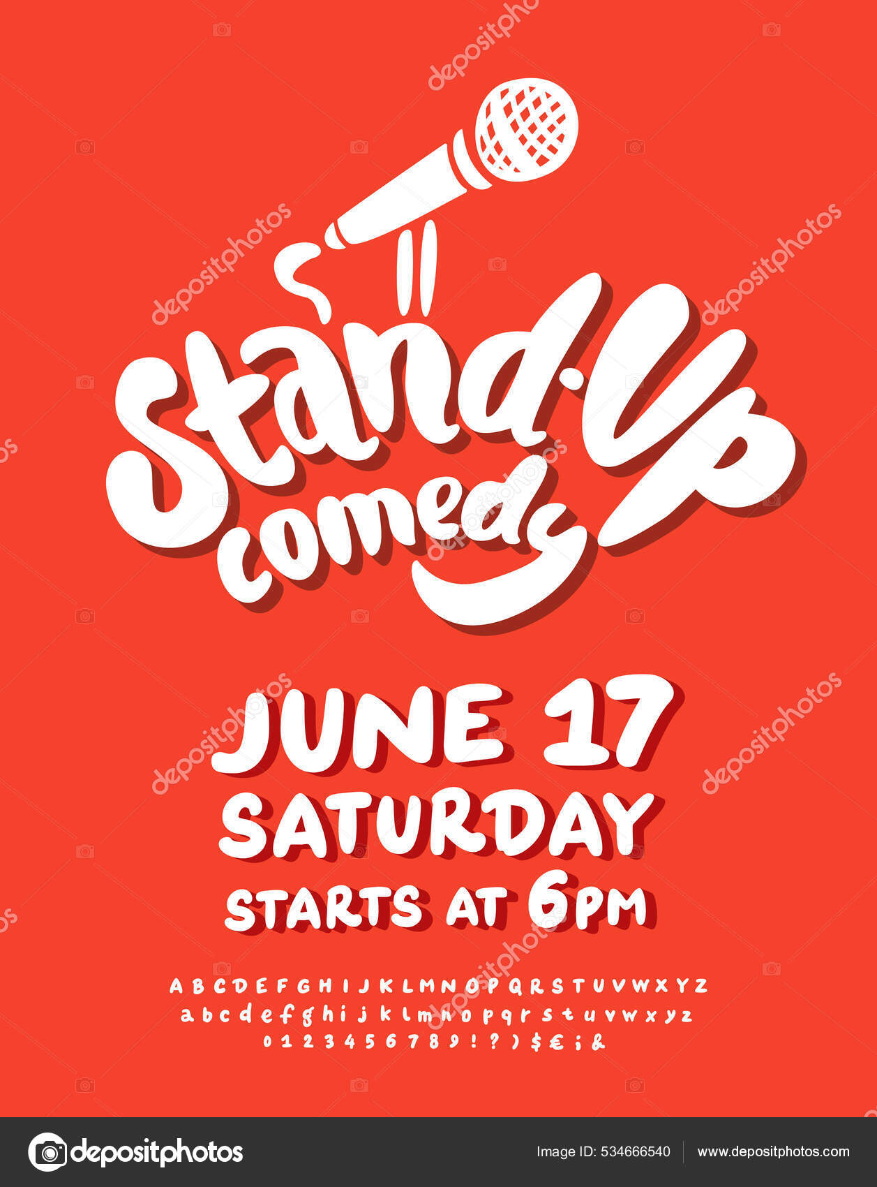 Stand up comedy. Vector lettering poster template. Stock Vector by ...