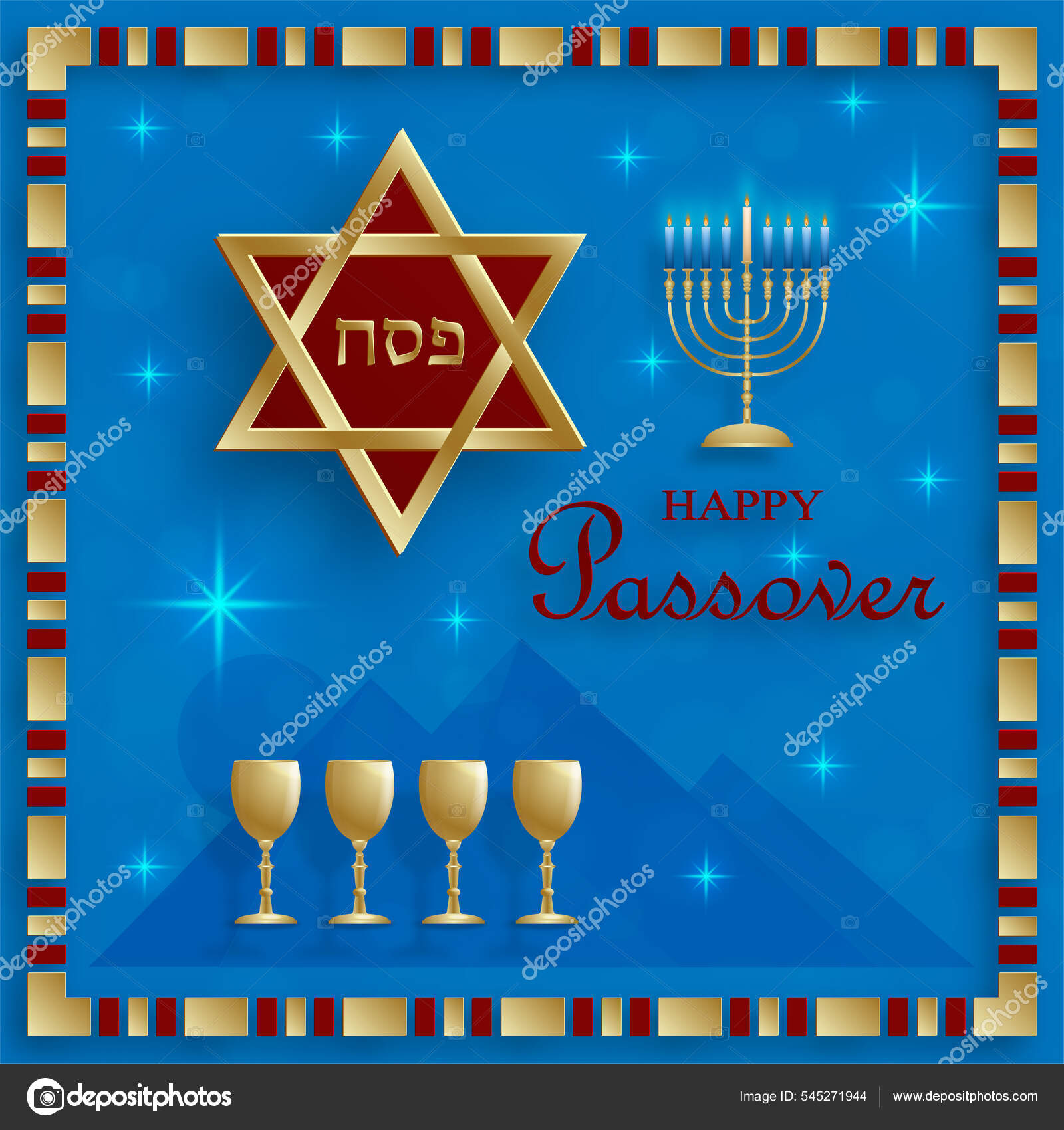 Happy Passover Card Pessah Holiday Nice Creative Jewish Symbols Color ...