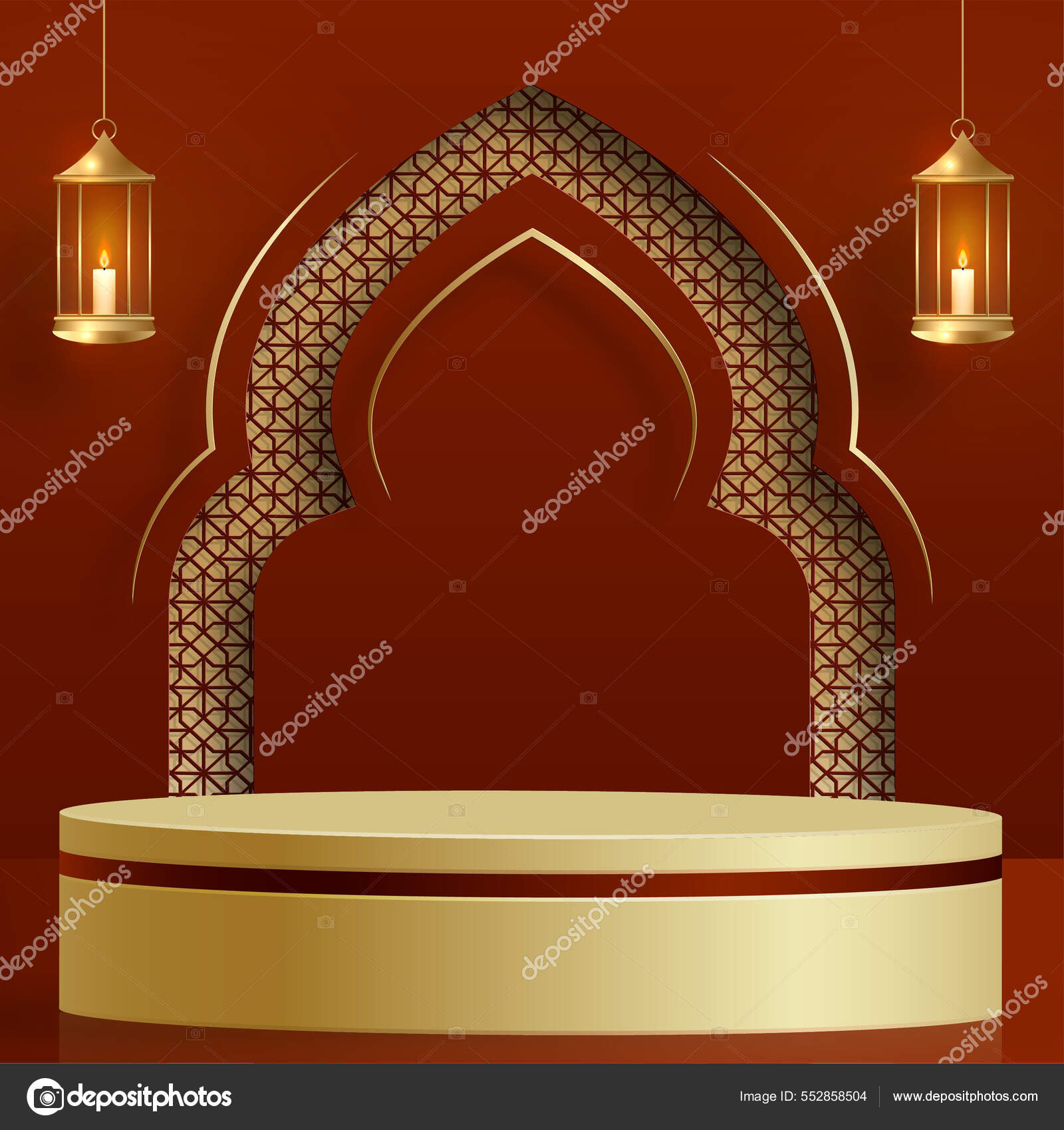 Islamic Podium Stage Eid Mubarak Ramadan Kareem Muharram Iftar Color ...