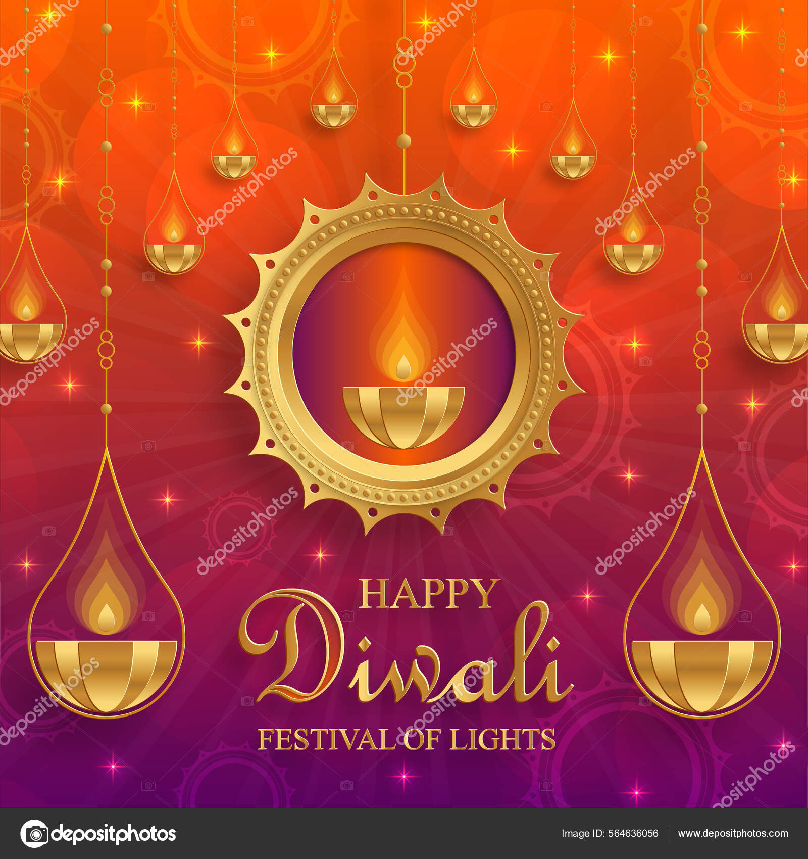 Happy Diwali Vector Illustration Festive Diwali Deepawali Card Indian Festival Stock Vector