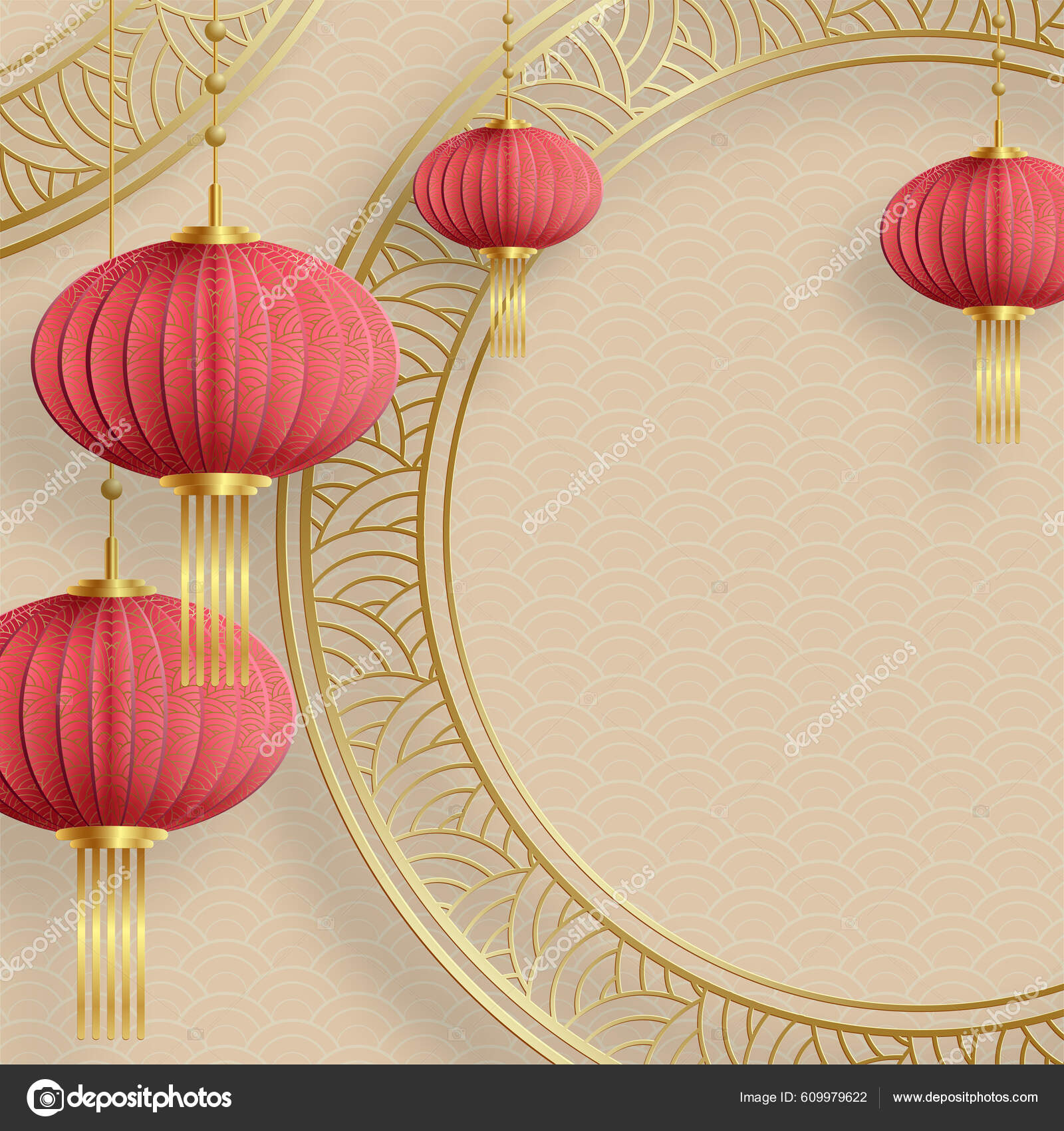 Chinese Frame Oriental Asian Elements Color Background Wedding ...